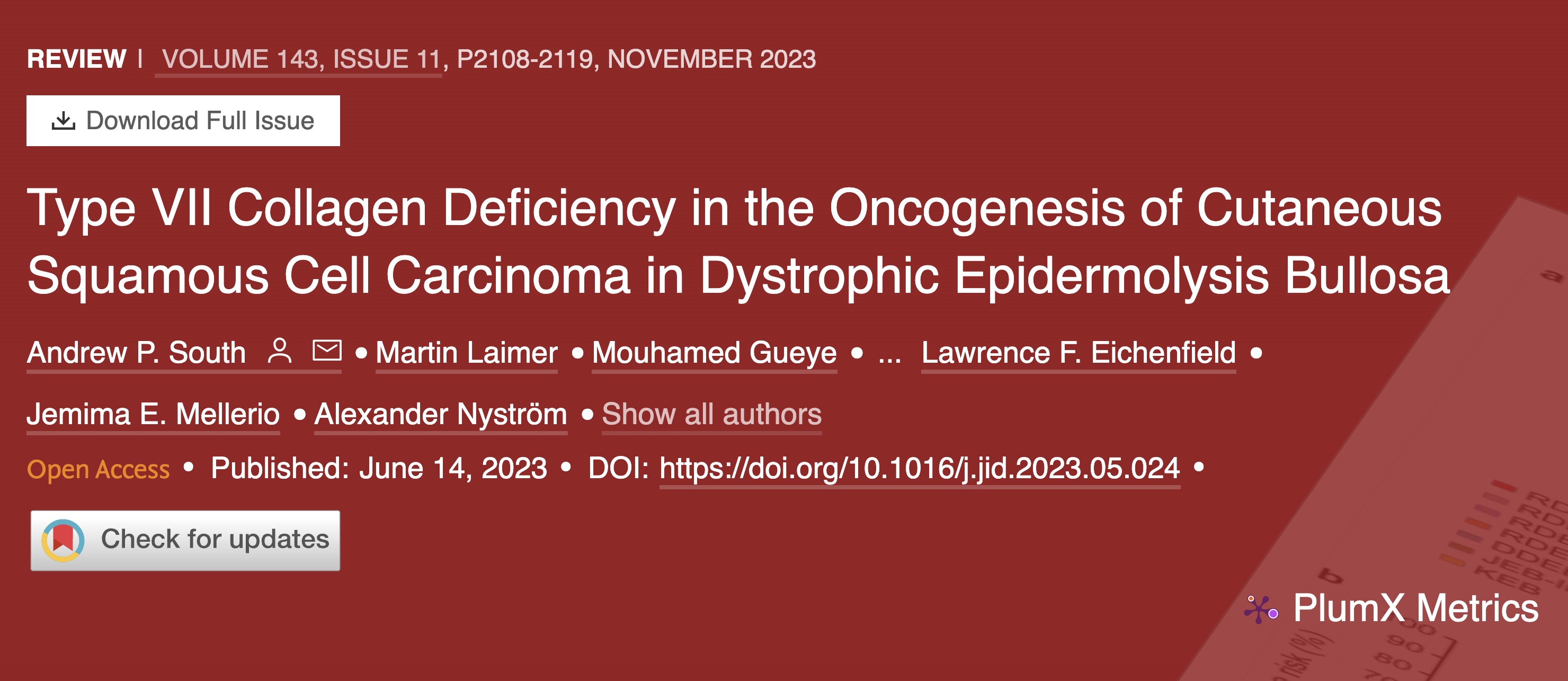 Squamous cell carcinoma in patients with dystrophic epidermolysis ...